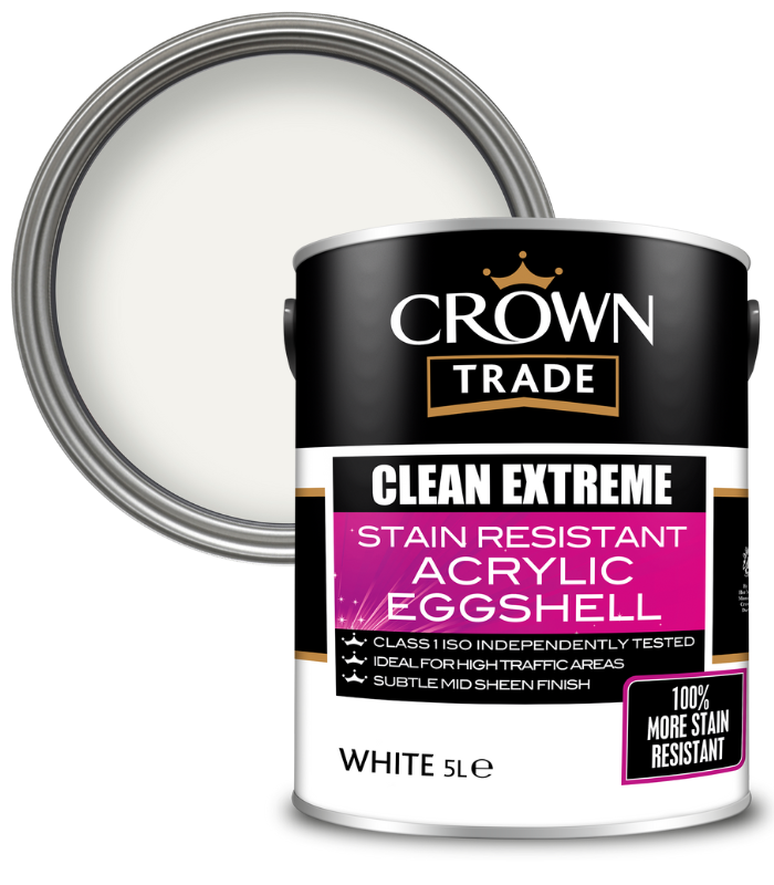 Crown Trade Clean Extreme Stain Resistant Acrylic Eggshell - White - 5 ...