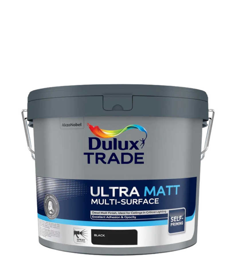 Dulux Trade Ultra Matt Multi Surfaces - Black - 10 Litre – Next Day Paint