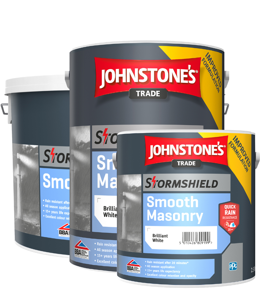 Johnstone’s Trade Stormshield Smooth Masonry Paint – Next Day Paint
